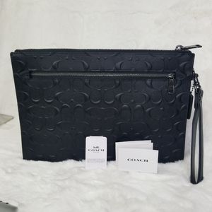 Coach | Bags | Coach Signature Leather Business Pouch Bag | Poshmark